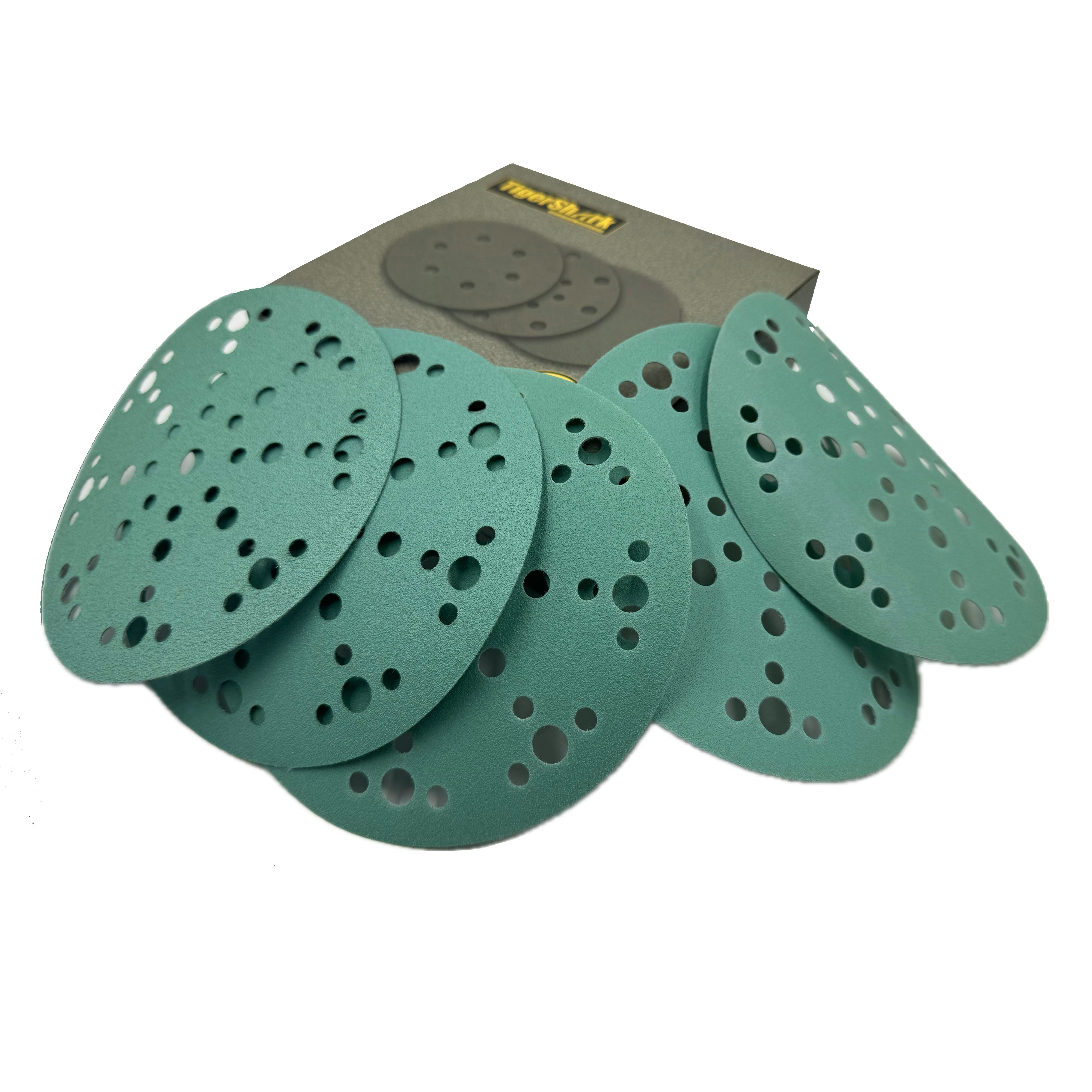 6 inch 49 hole Velcro Sanding Pads Film Green Line 50pcs Pack Grit 60 ...