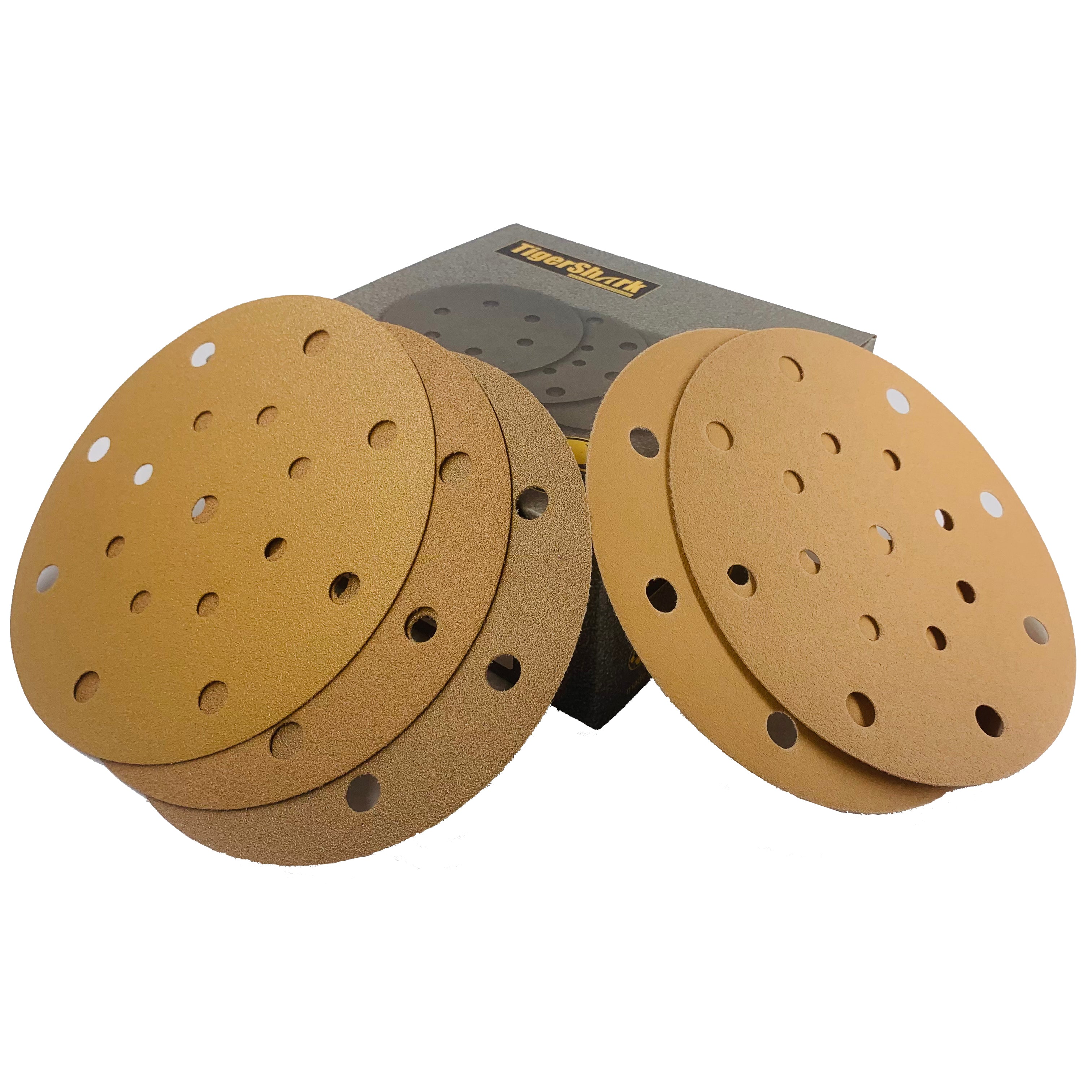 6 inch 17 hole Velcro Sanding Pads Paper Gold Line 50pcs Pack Grit60-4 ...